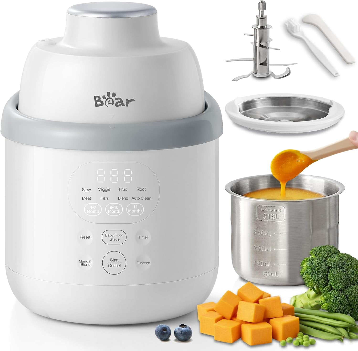 NutriEase AllStage Stainless Steel Baby Food Maker Steamer and Blender ...