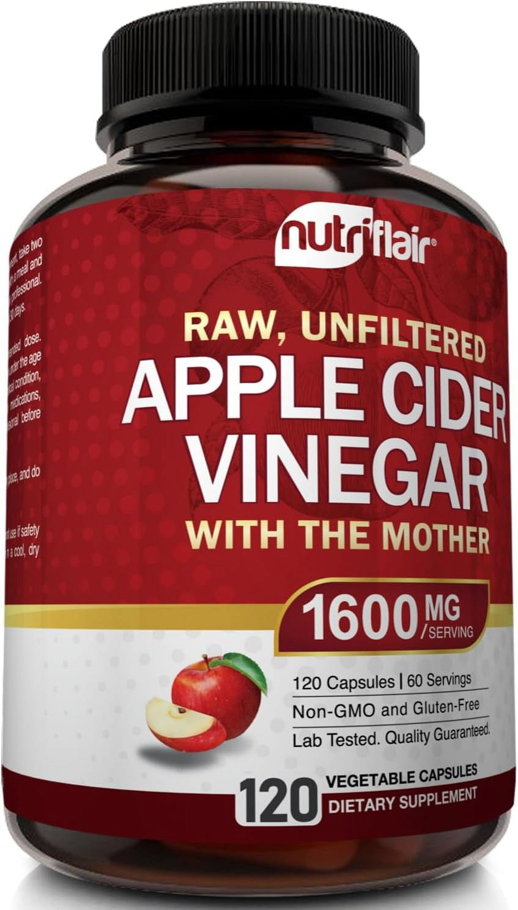 NutriFlair Apple Cider Vinegar Capsules with the Mother, Vegan ACV ...