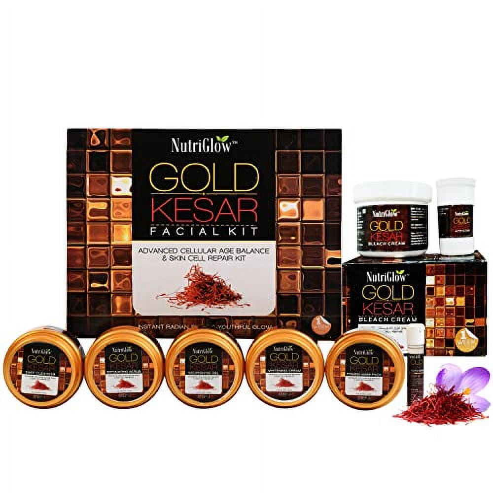 NutriGlow Gold Kesar Facial Kit (260 gm) & Bleach Cream (43gm) For ...