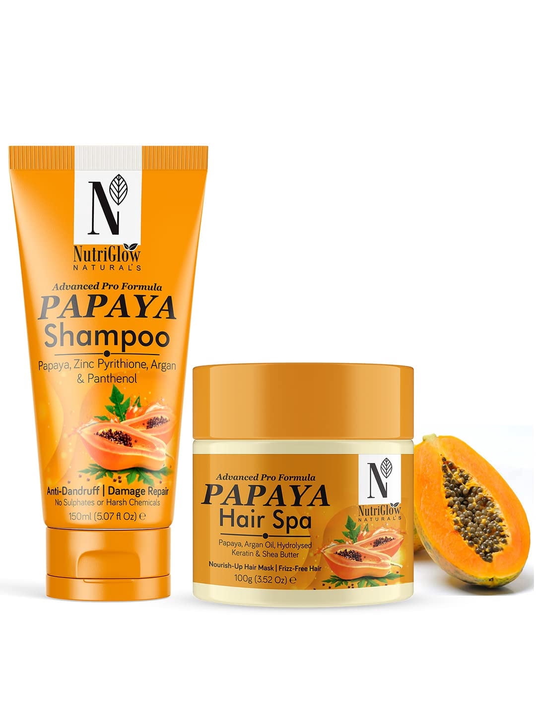 NutriGlow NATURAL'S Papaya Hair Shampoo (150gm) & Papaya Hair Spa ...