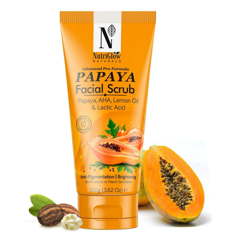 NutriGlow Naturals Papaya Facial Scrub For Deep Exfoliation with Lemon Oil 100 g Walmart