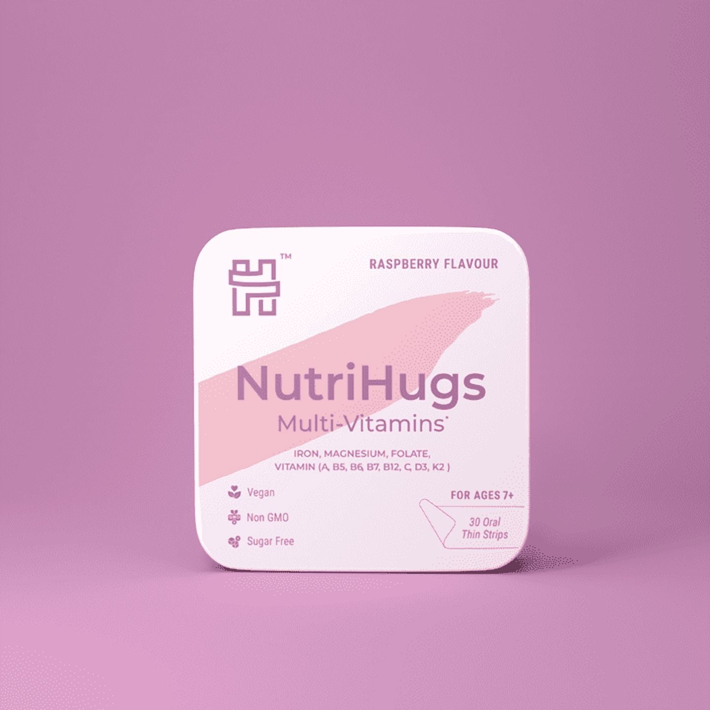 NutriHugs Daily Multivitamins Fast-Dissolving Strips Raspberry Flavor ...