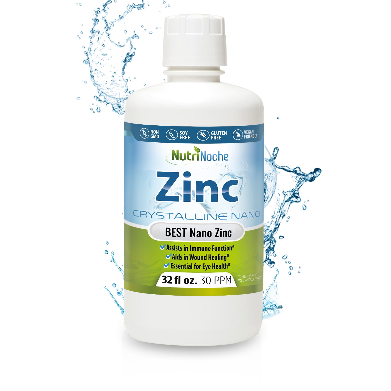 NutriNoche Liquid Zinc - 99.99% Ultra Pure Crystalline Nano Zinc - 32 ...