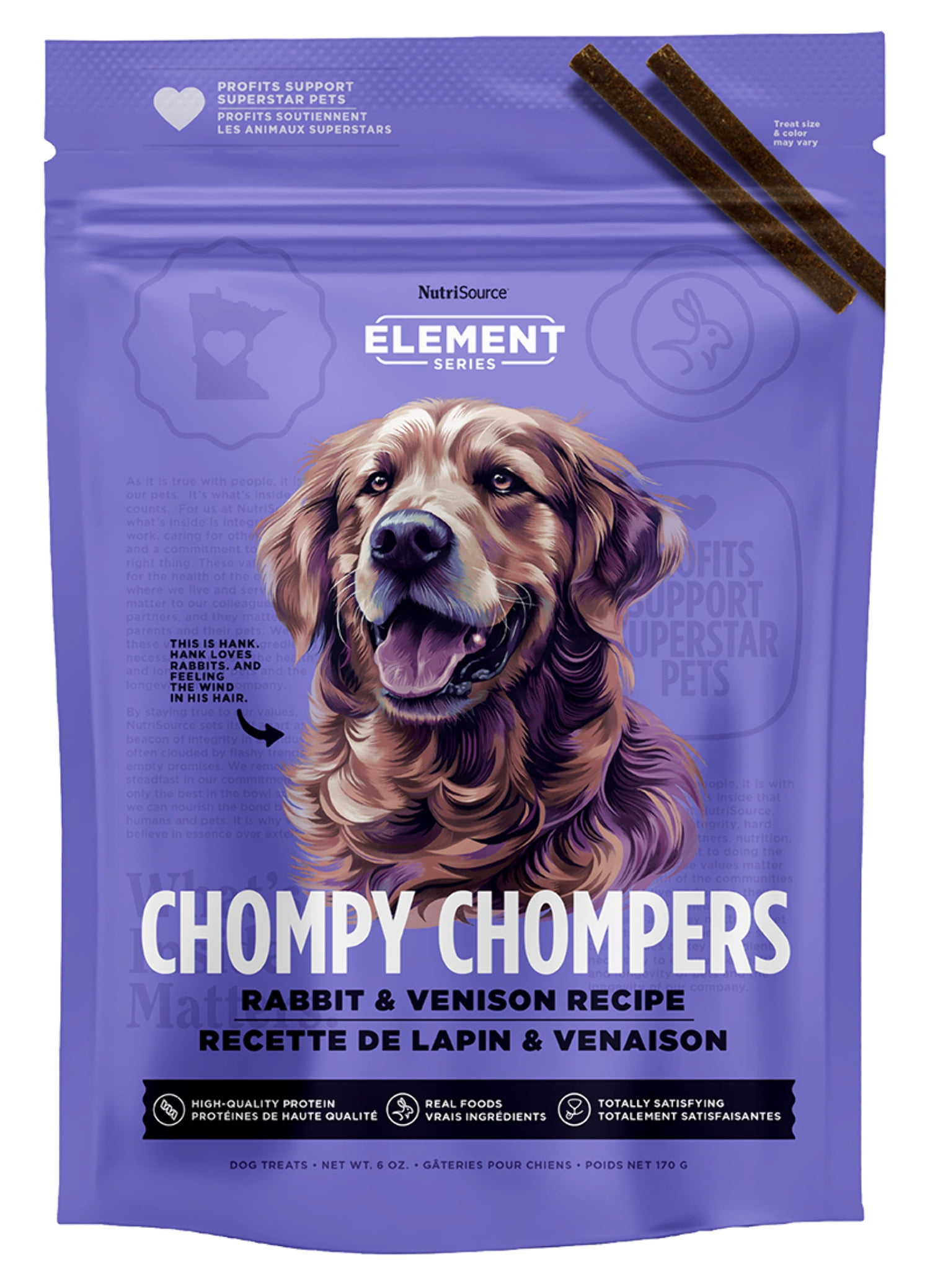 NutriSource Elements Rabbit Venison Chompy Chompers Dog Treats 6oz ...