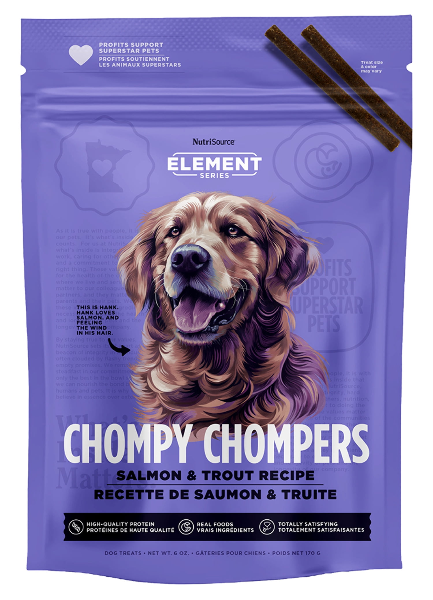 NutriSource Elements Salmon Trout Chompy Chompers Dog Treats 6oz ...