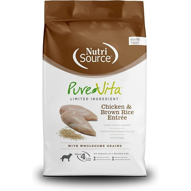 NutriSource Pure Vita Dog Food, Made with Chicken and Brown Rice, with ...