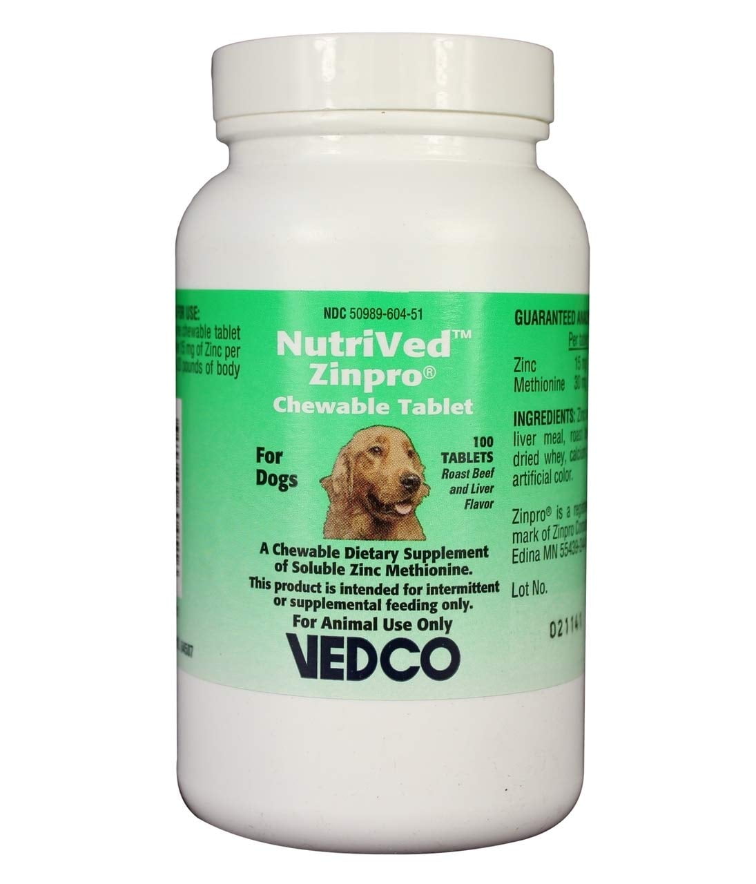 NutriVed Zinc & Methionine YYF14 Chewable Tablets for Dogs (100 count ...