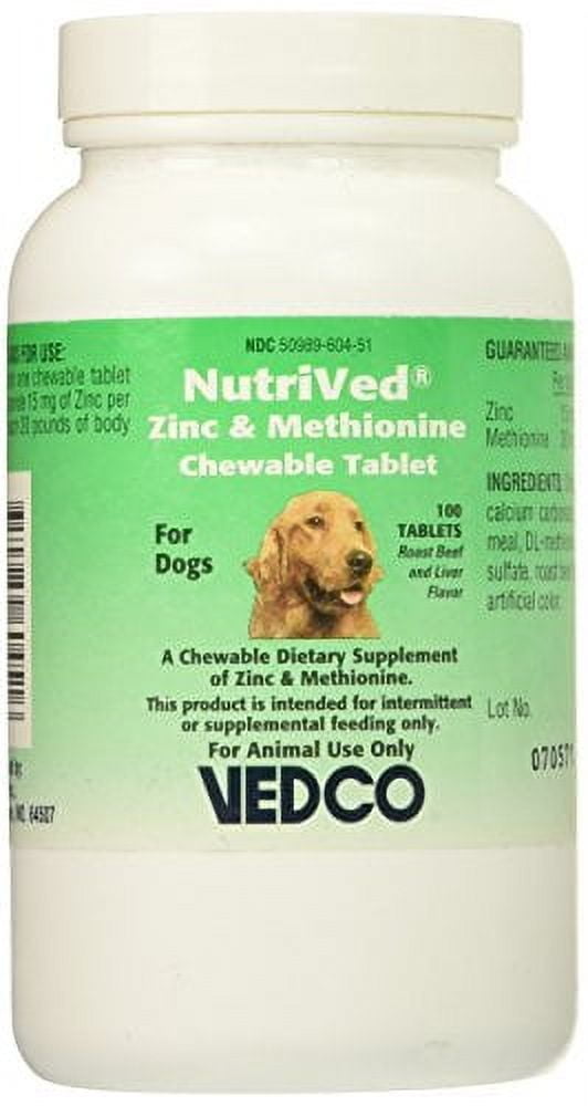 Vedco NutriVed Zinpro for Dogs, 100 Chewable Tablets, Zinc Supplement ...