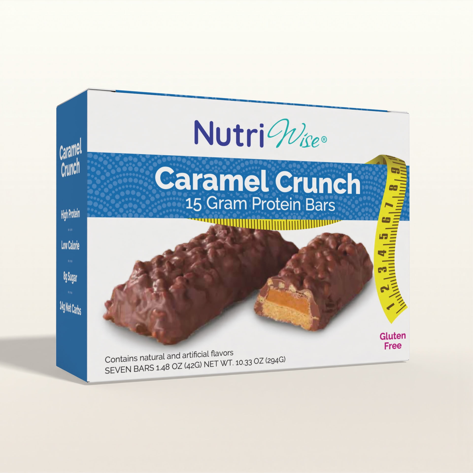 NutriWise Caramel Crunch Protein Bars, Chocolate Meal Supplement, Gluten Free (7/Box) - Walmart.com