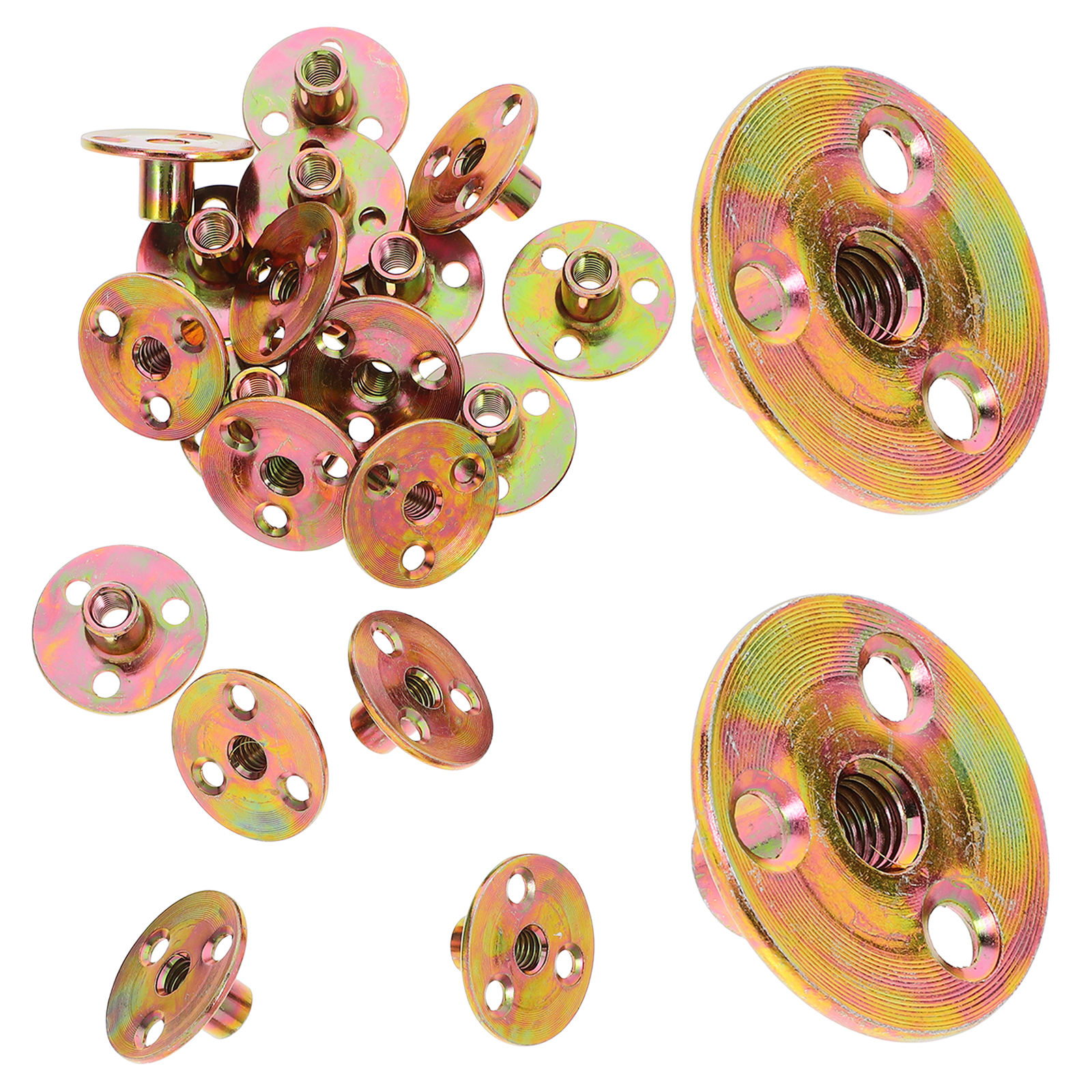 Nutrianeous 20Pcs Metal 3 Screw Holes Rivet Nuts Round Base Tee Nuts ...