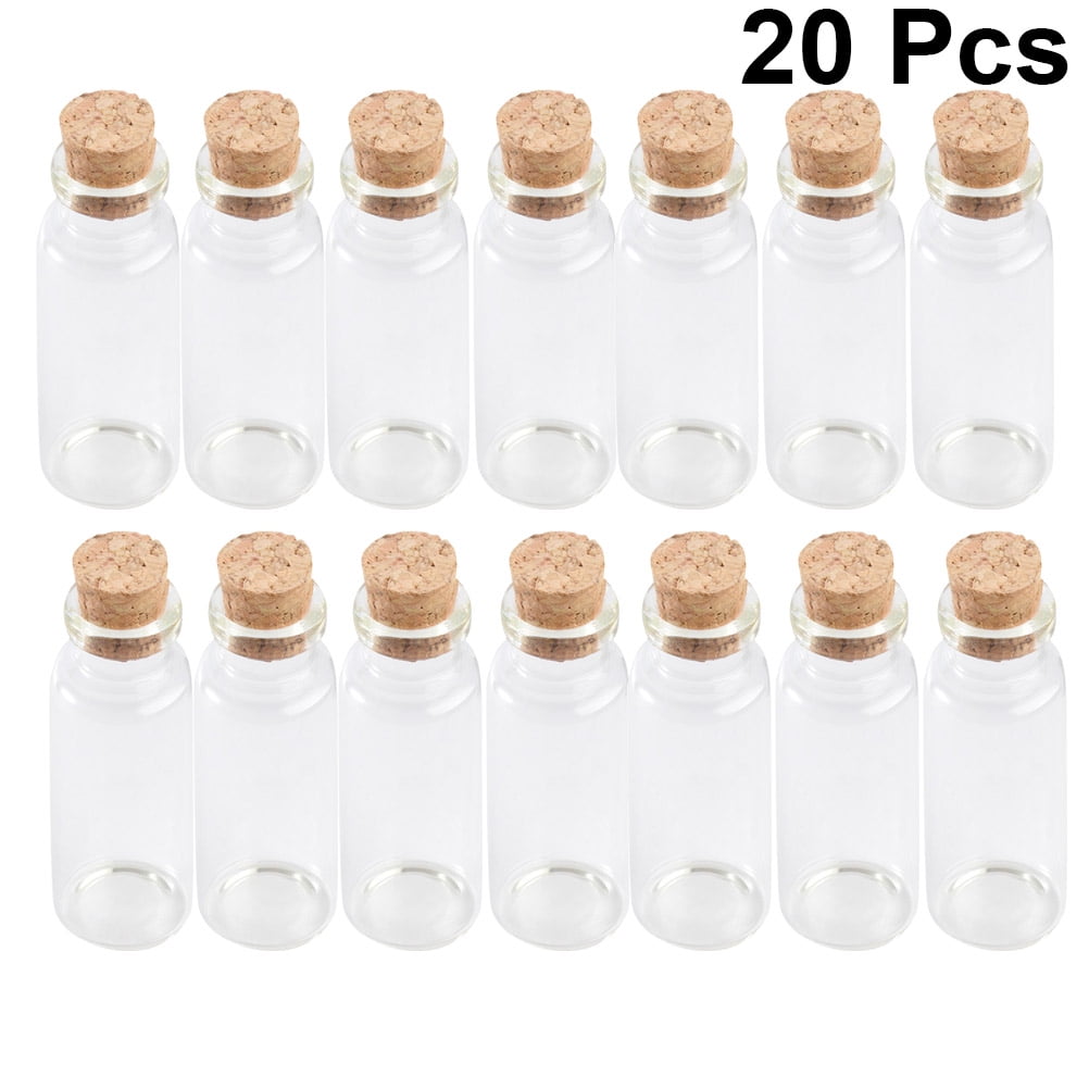 Nutrianeous Cork Glass Bottles Transparent Assorted Color 20Set 3.94X1 ...