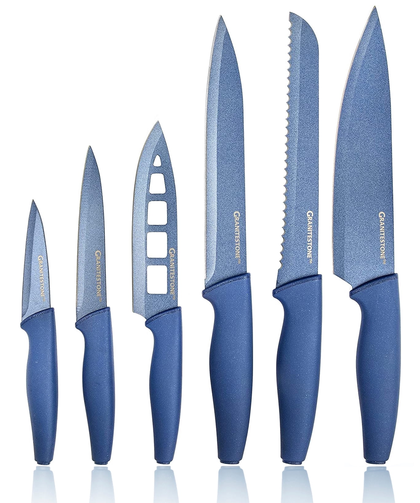 Granitestone Nutriblade Professional Chef Knife Set, 6 Piece, Blue ...