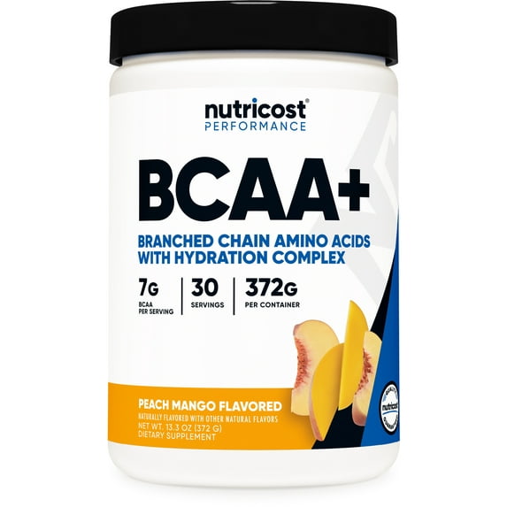 Nutricost BCAA+ Hydration Powder (Peach Mango) 30 Servings - Branched ...