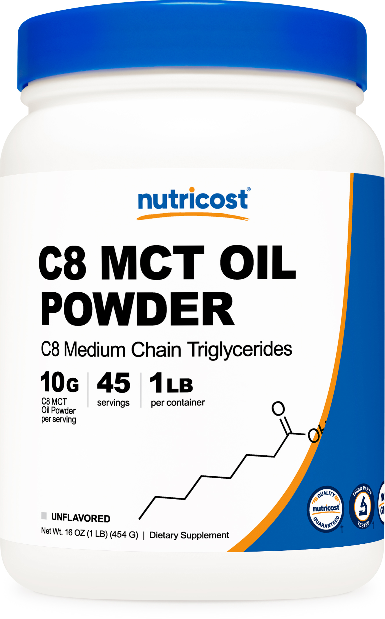 Nutricost C8 MCT Oil Powder 1LB (16oz) (Vanilla) - 95% C8 MCT Oil ...