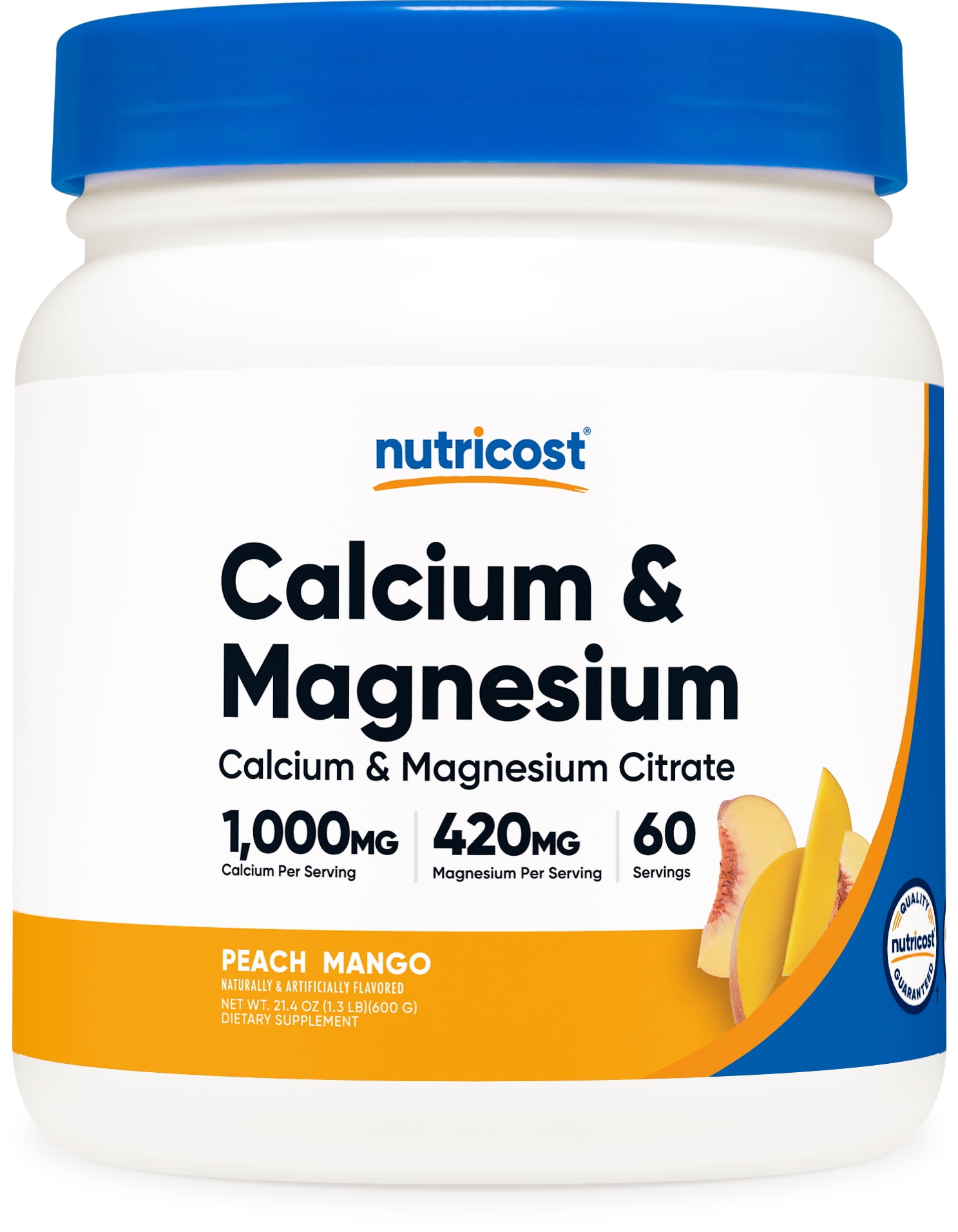 Nutricost Calcium Magnesium Powder (Peach Mango, 60 Servings) - Bone ...
