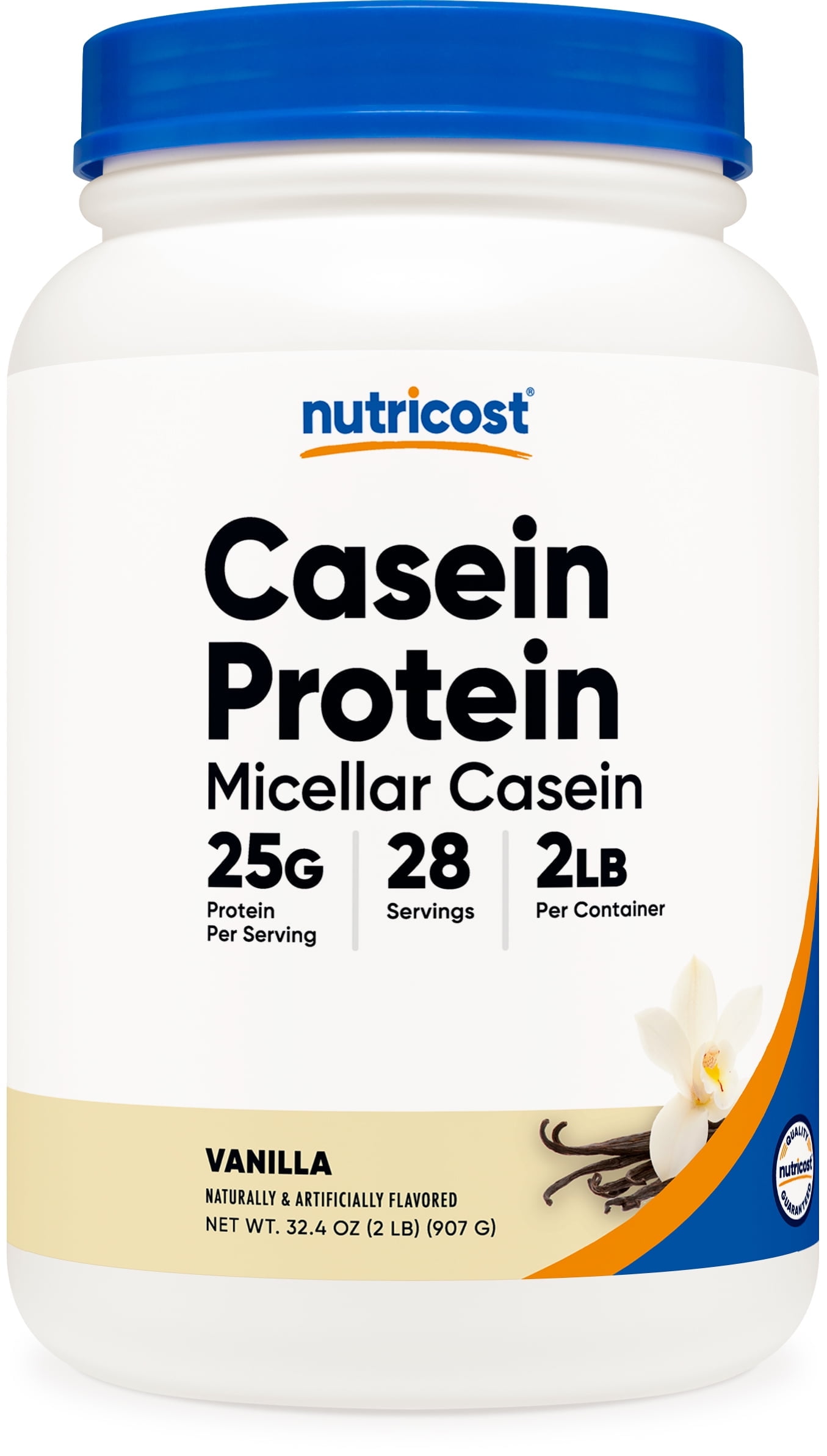 Nutricost Casein Protein Powder 2lb Vanilla Micellar Slow-Digesting ...