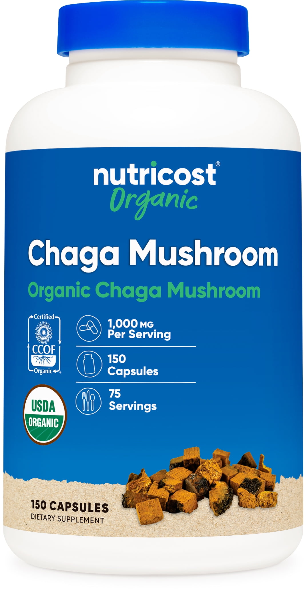 Nutricost Organic Chaga Mushroom Capsules, 1000mg Per Serving, 150 ...