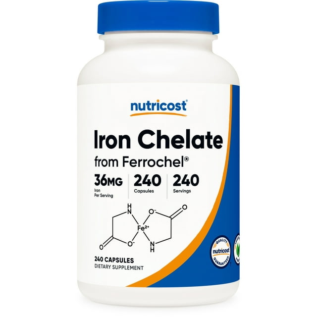 Nutricost Chelated Iron Supplement, As Ferrochel, 36mg, 240 Capsules ...