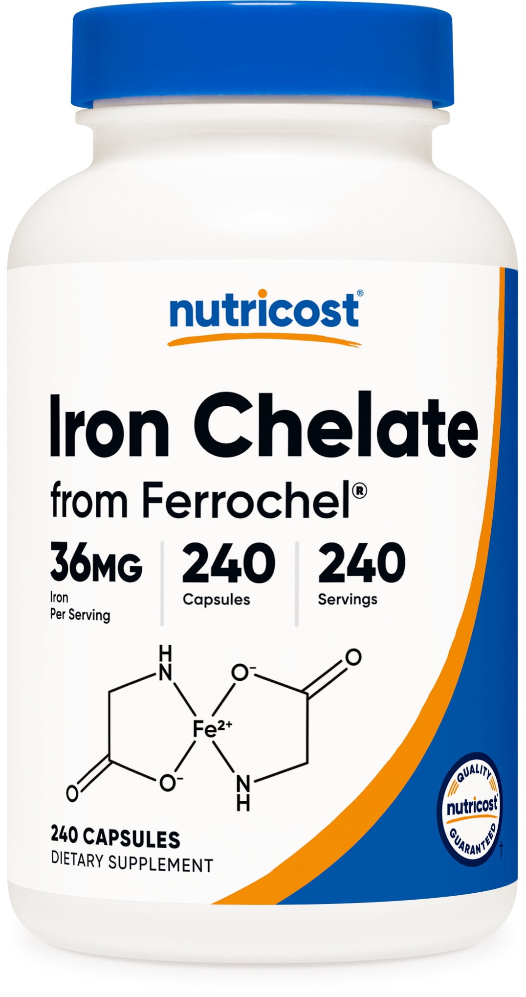 Nutricost Chelated Iron Supplement, As Ferrochel, 36mg, 240 Capsules ...