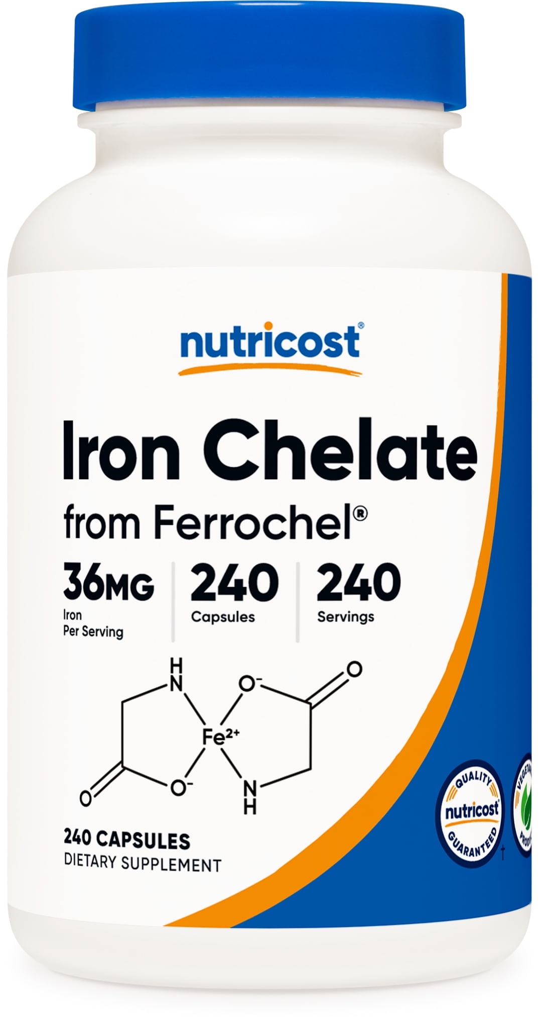 Nutricost Chelated Iron 36mg Veggie Capsules, Ferrochel Supplement, Non ...