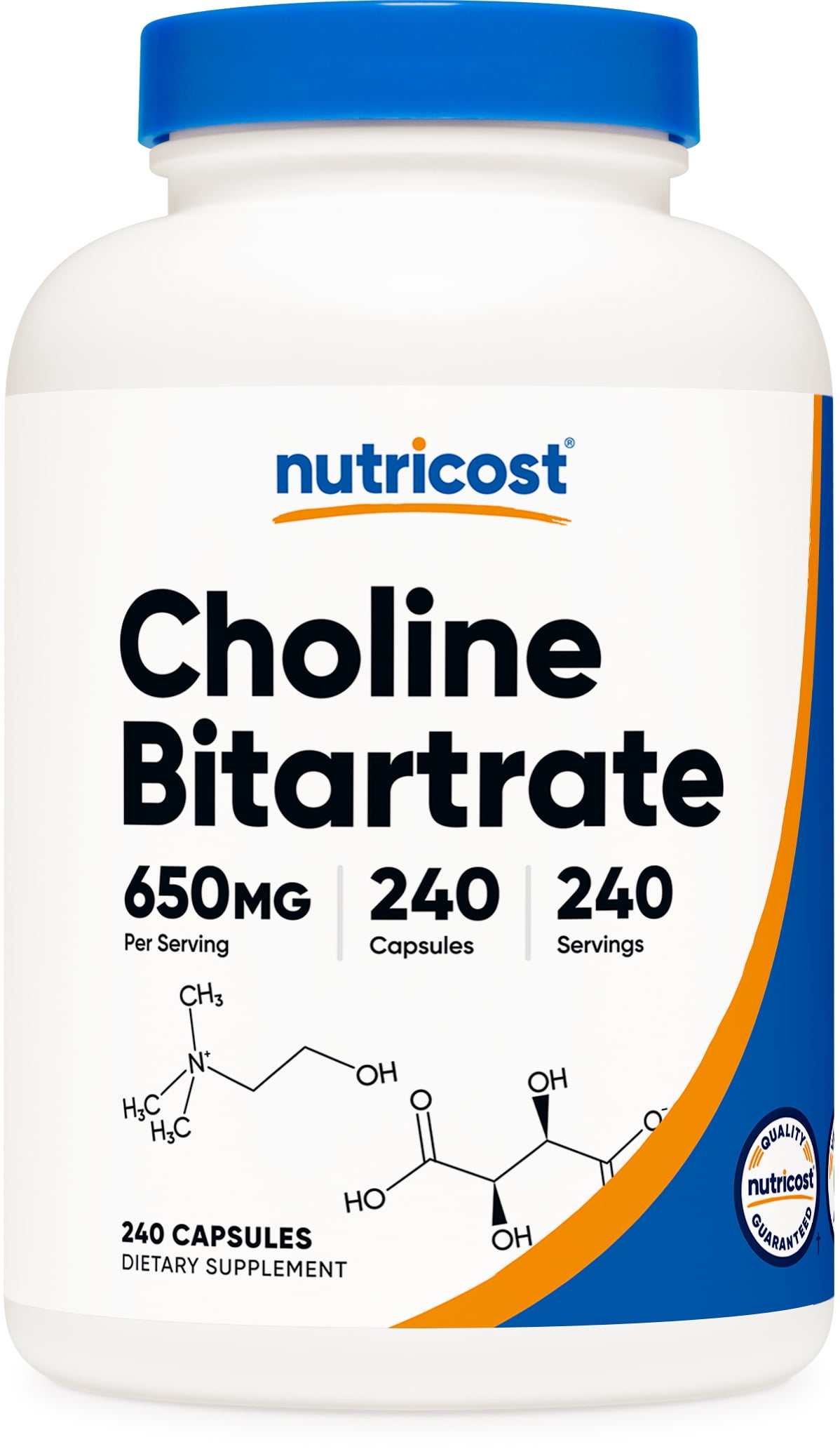 Nutricost Choline Bitartrate 650mg - 240 Vegetarian, Non-GMO, Gluten ...