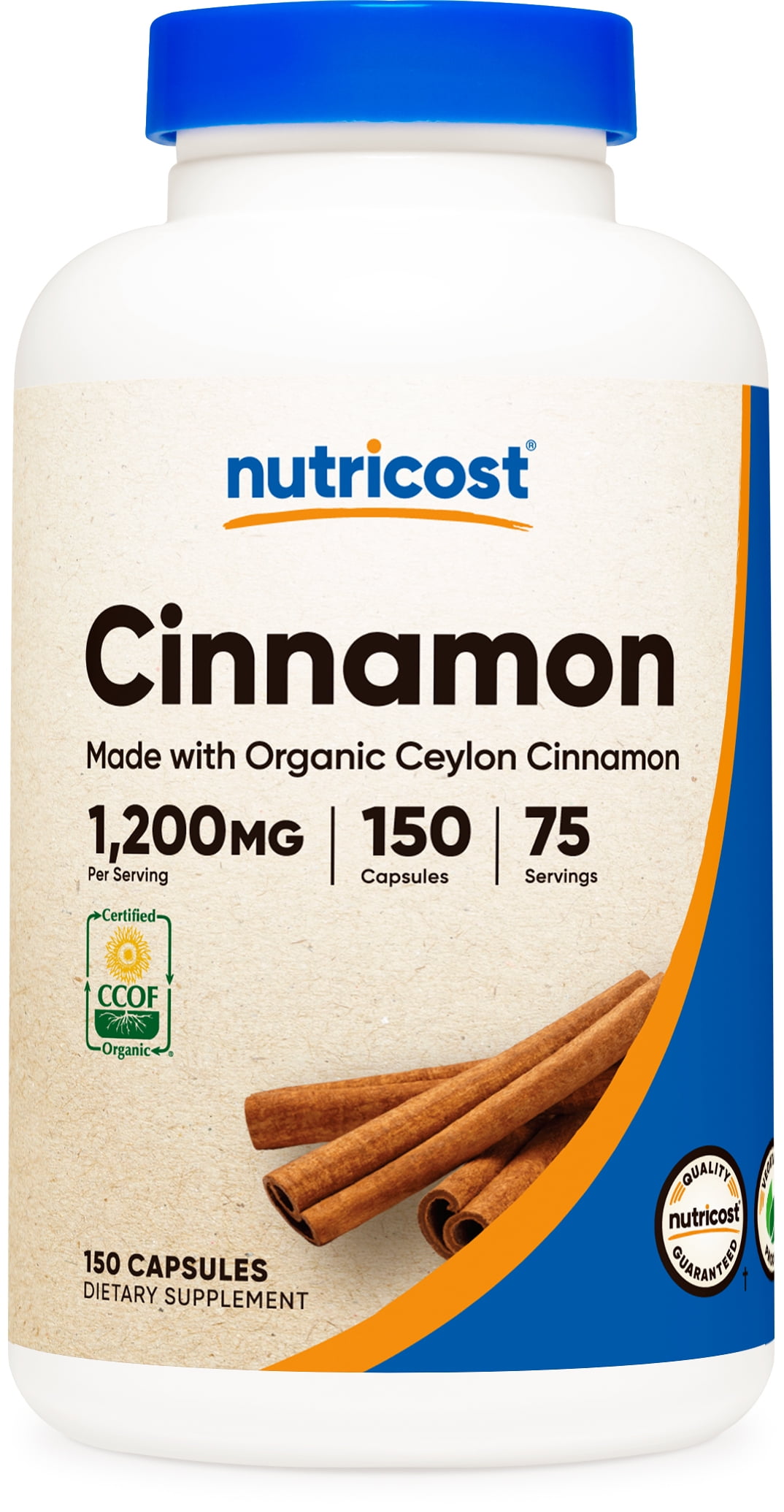 Nutricost Organic Ceylon Cinnamon Supplement, 1200mg, 150 Capsules for ...