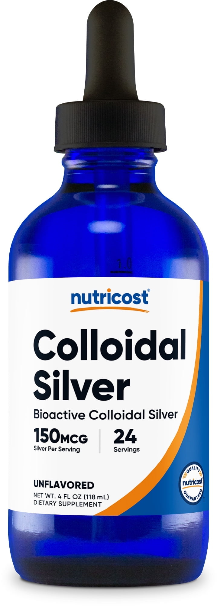 Nutricost Colloidal Silver 4oz 150mcg in Blue Cobalt Glass Bottle with Dropper - Walmart.com