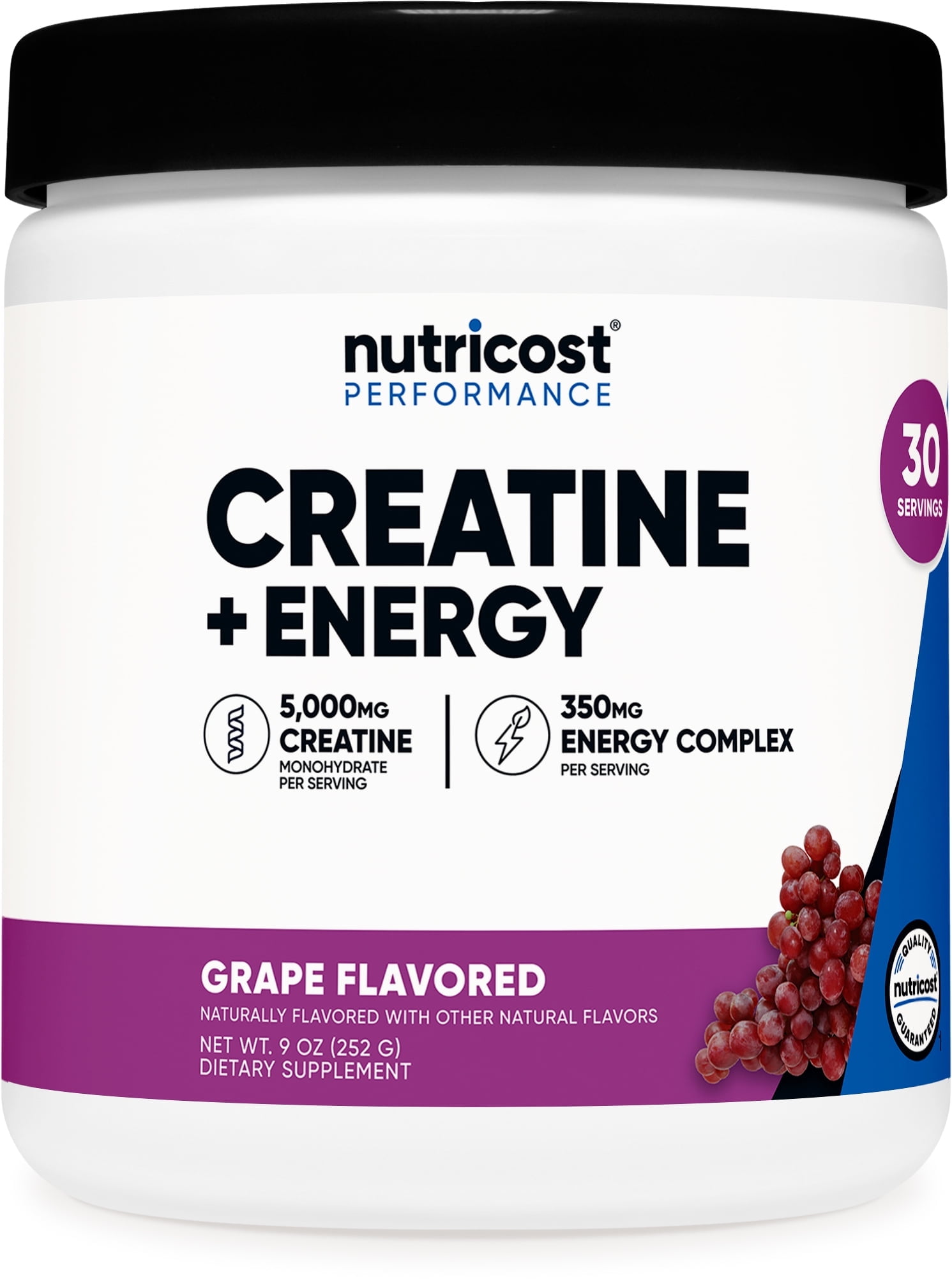 Nutricost Creatine + Energy 30 Servings (Grape Flavored) - 5,000mg ...