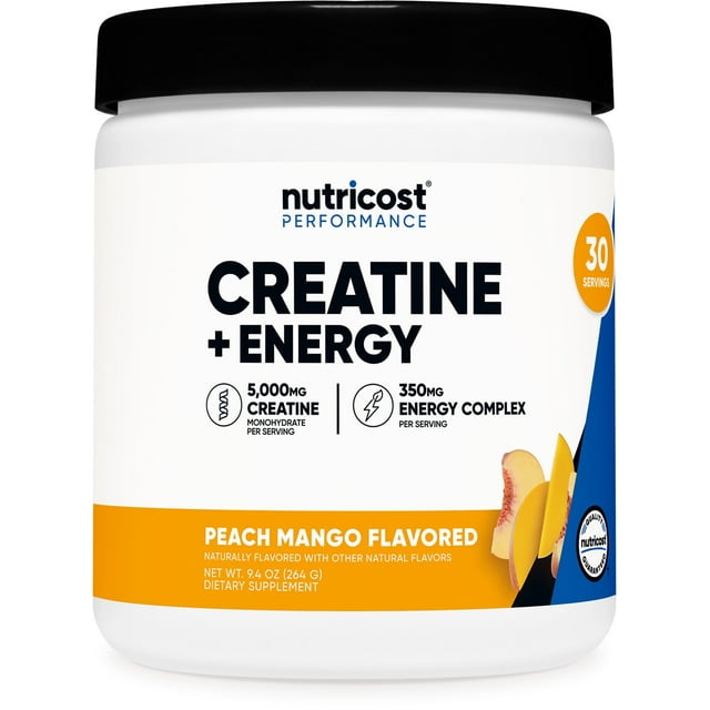 Nutricost Creatine + Energy 30 Servings (Peach Mango Flavored) - 5 ...