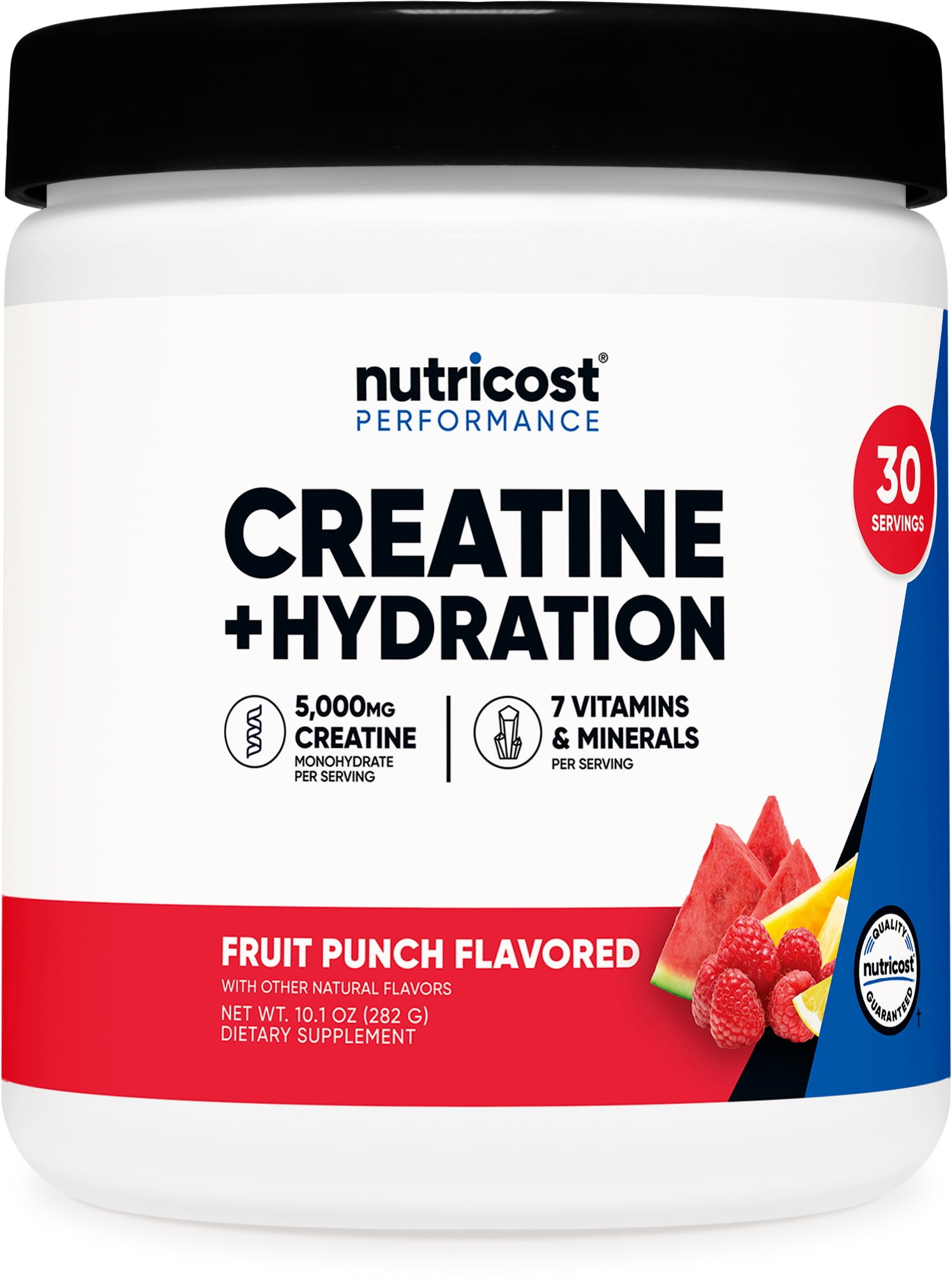 Nutricost Creatine Monohydrate + Hydration Fruit Punch Flavored, 30 ...