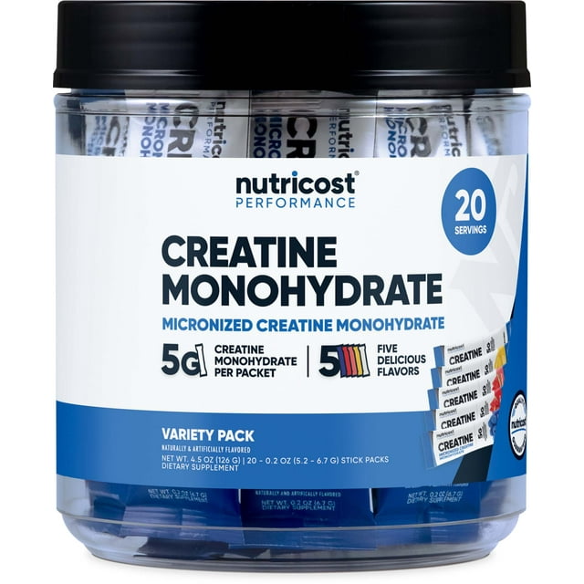 Nutricost Creatine Monohydrate Powder Variety Stickpacks (5 Flavors, 20 ...