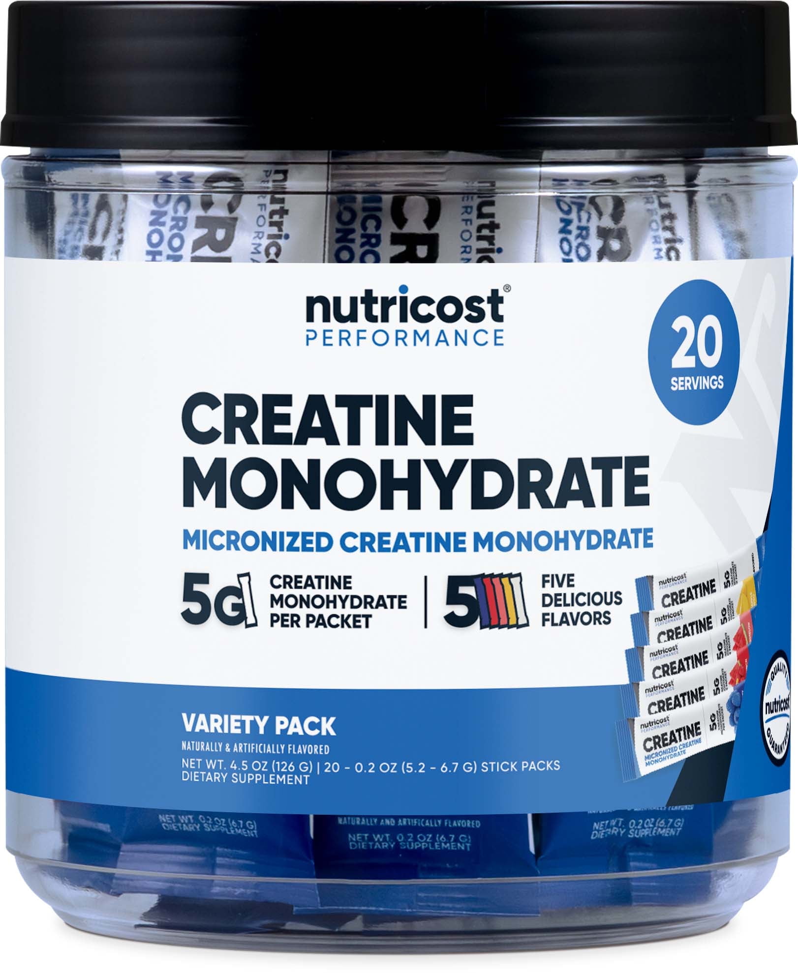 Nutricost Creatine Monohydrate Powder Stickpacks 5 Flavors 20 Servings ...