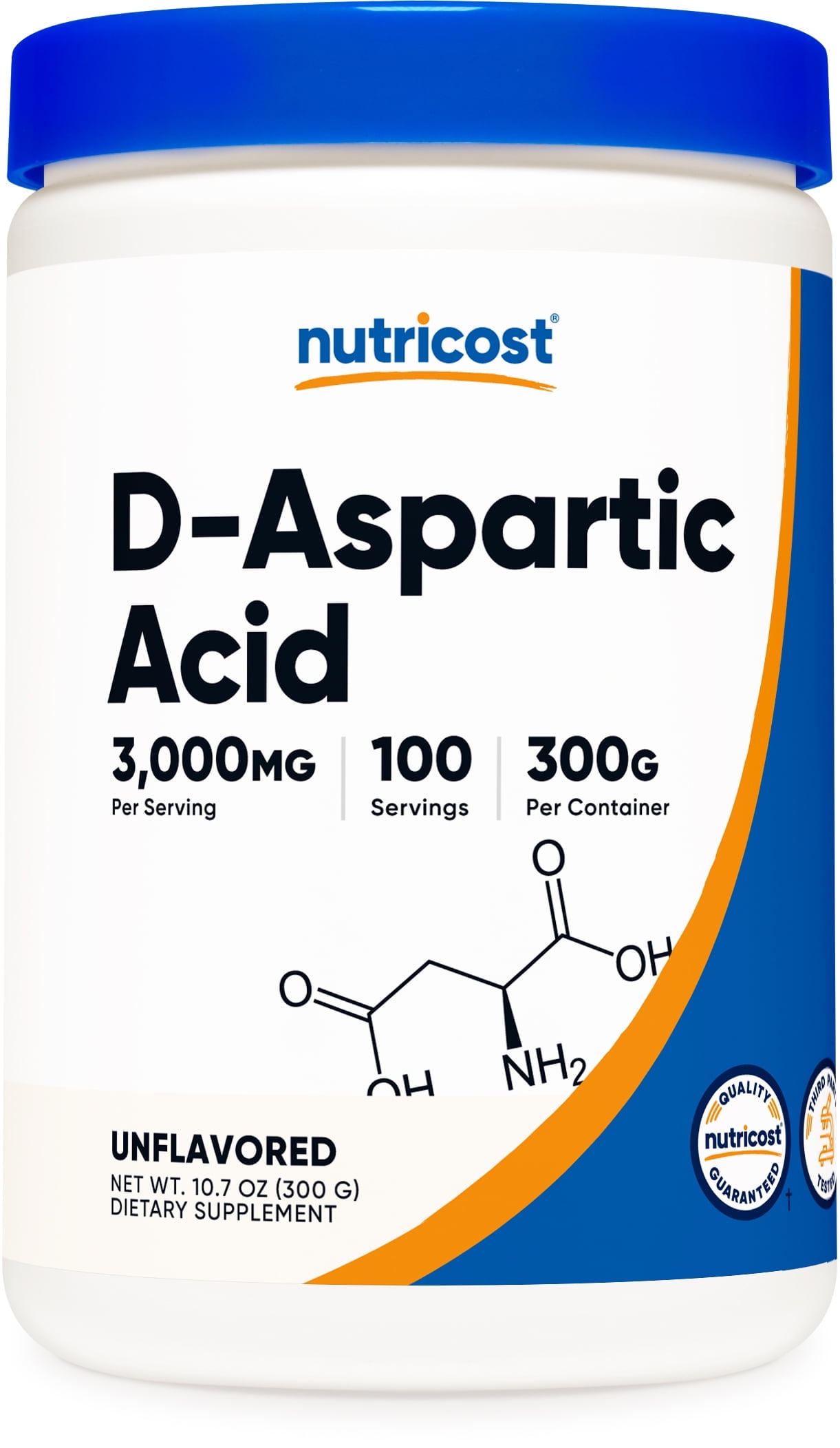 Nutricost Pure D-Aspartic Acid (DAA) Amino Acid Powder - 300 Grams ...