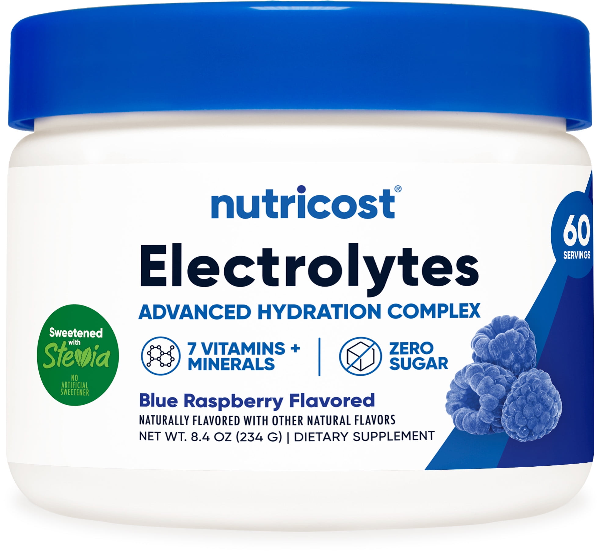 Nutricost Electrolyte Complex Powder (60 Servings, Blue Raspberry ...
