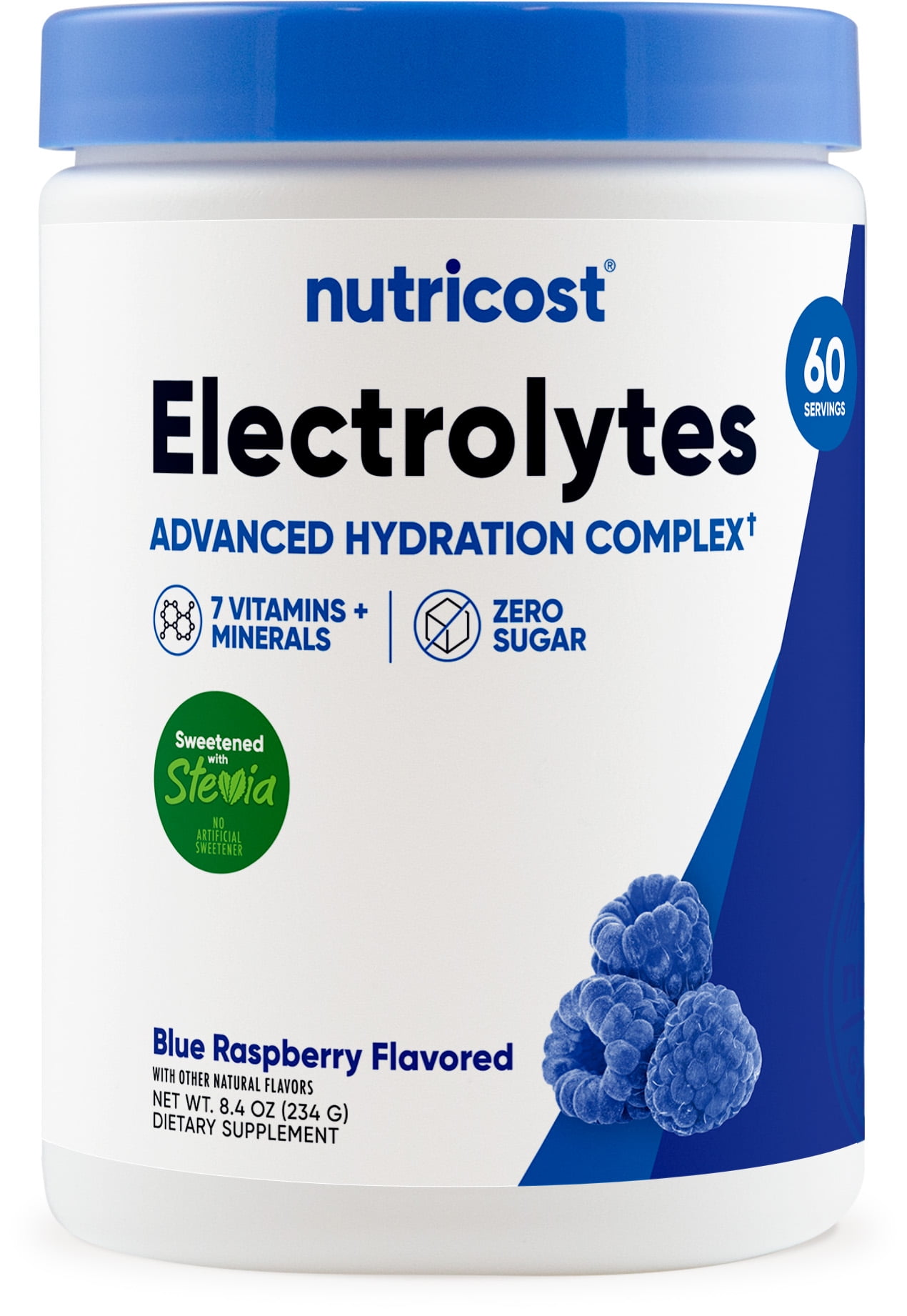 Nutricost Electrolyte Complex Powder 60 Servings Blue Raspberry ...