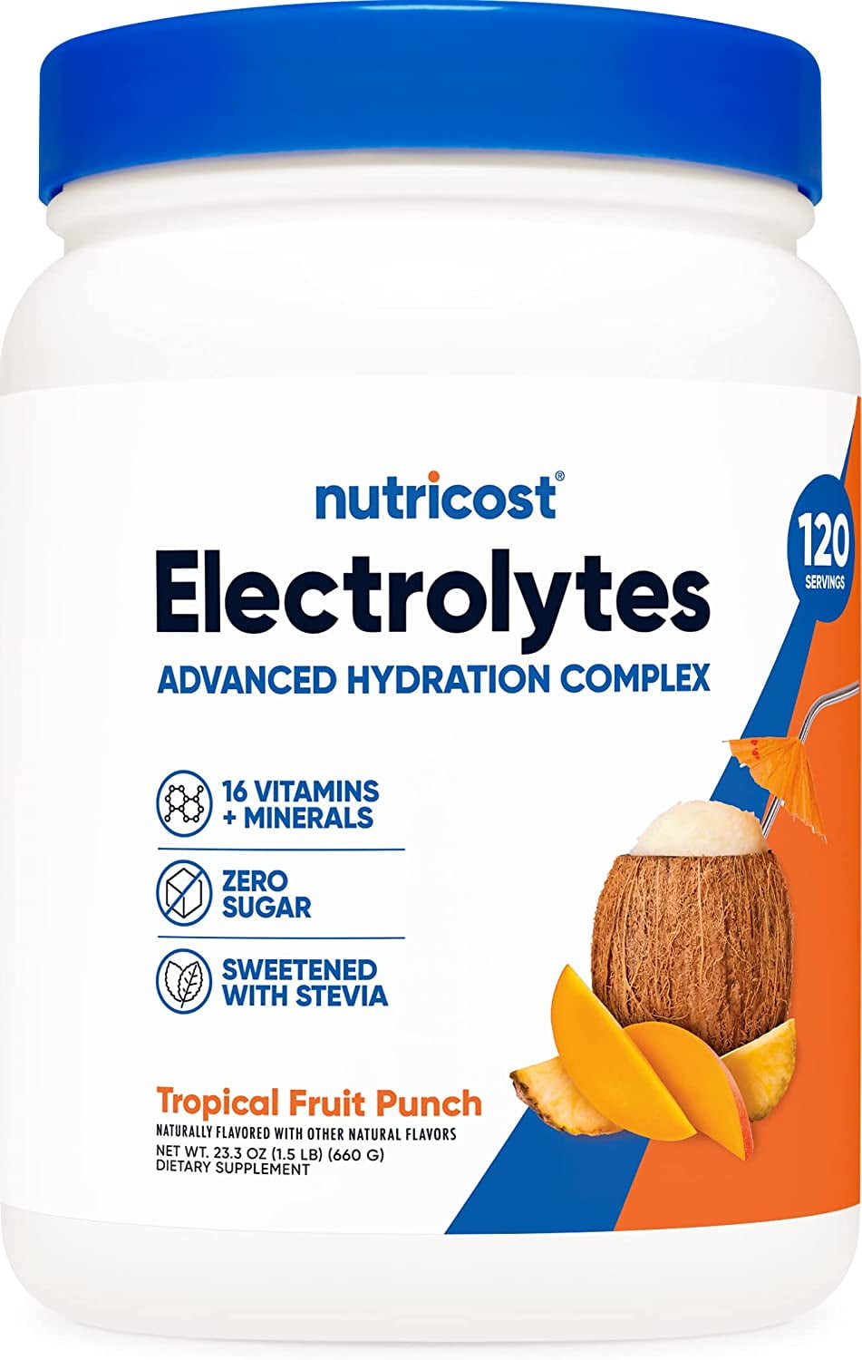 Nutricost Vitamin Enhanced Electrolytes Hydration Powder, Tropical ...