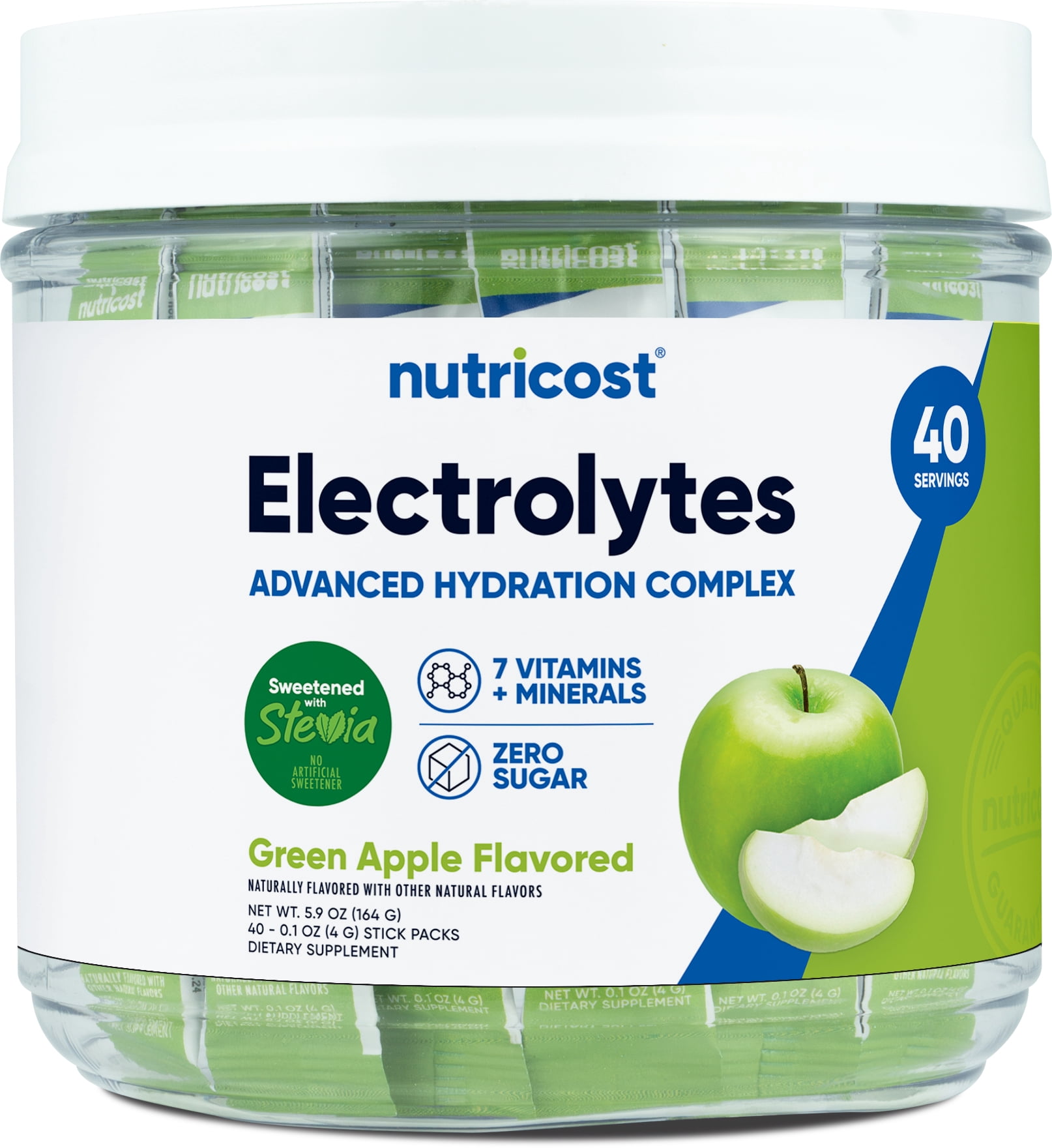 Nutricost Electrolytes Complex, Green Apple Flavored, 40 Stickpacks ...