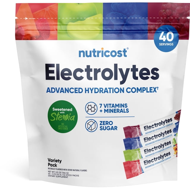 Nutricost Electrolytes Complex, Variety Pack Flavored, 40 Stickpacks ...