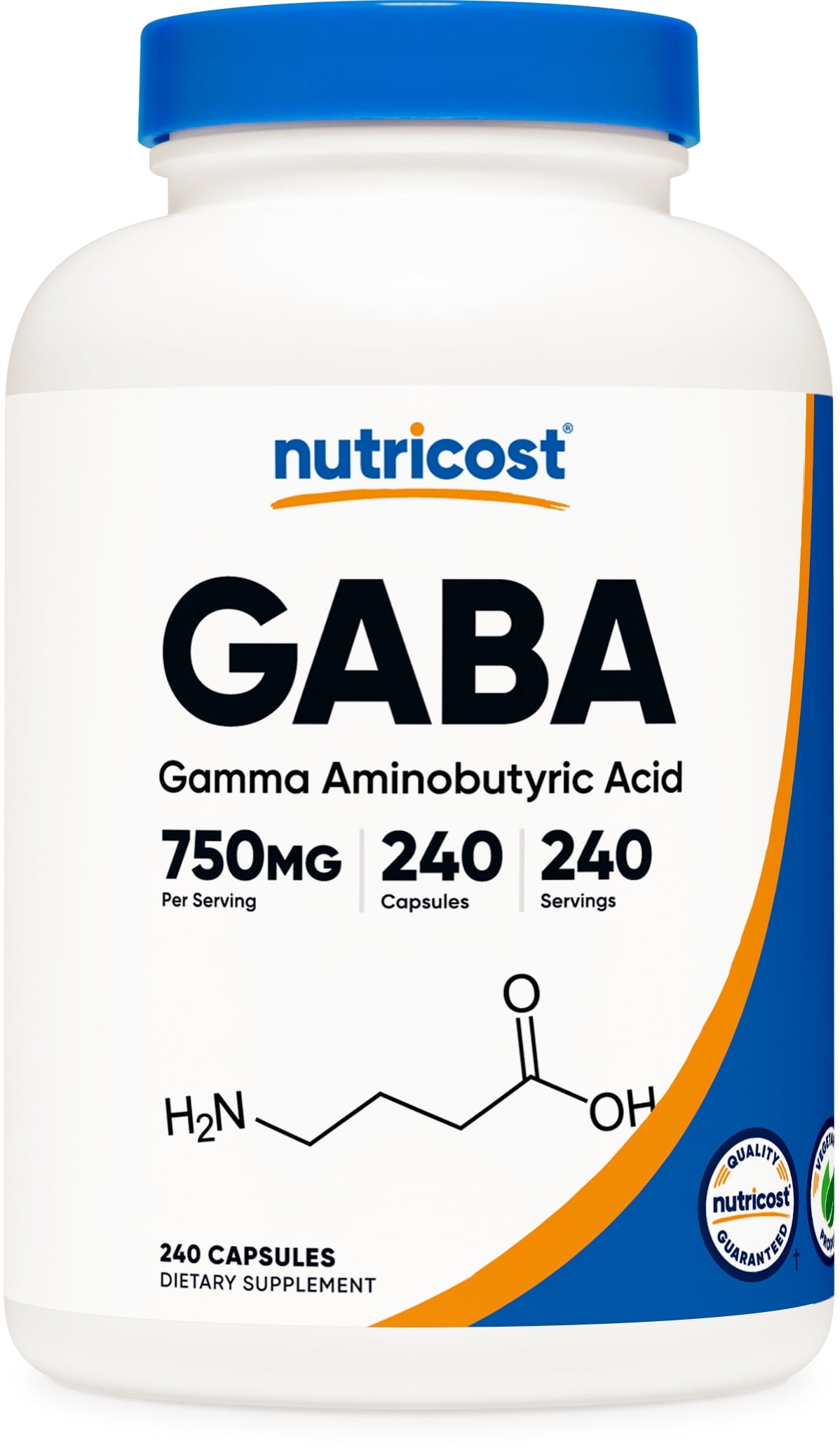 Nutricost GABA Gamma Aminobutyric Acid 750mg Capsules - 240 Servings - Walmart.com