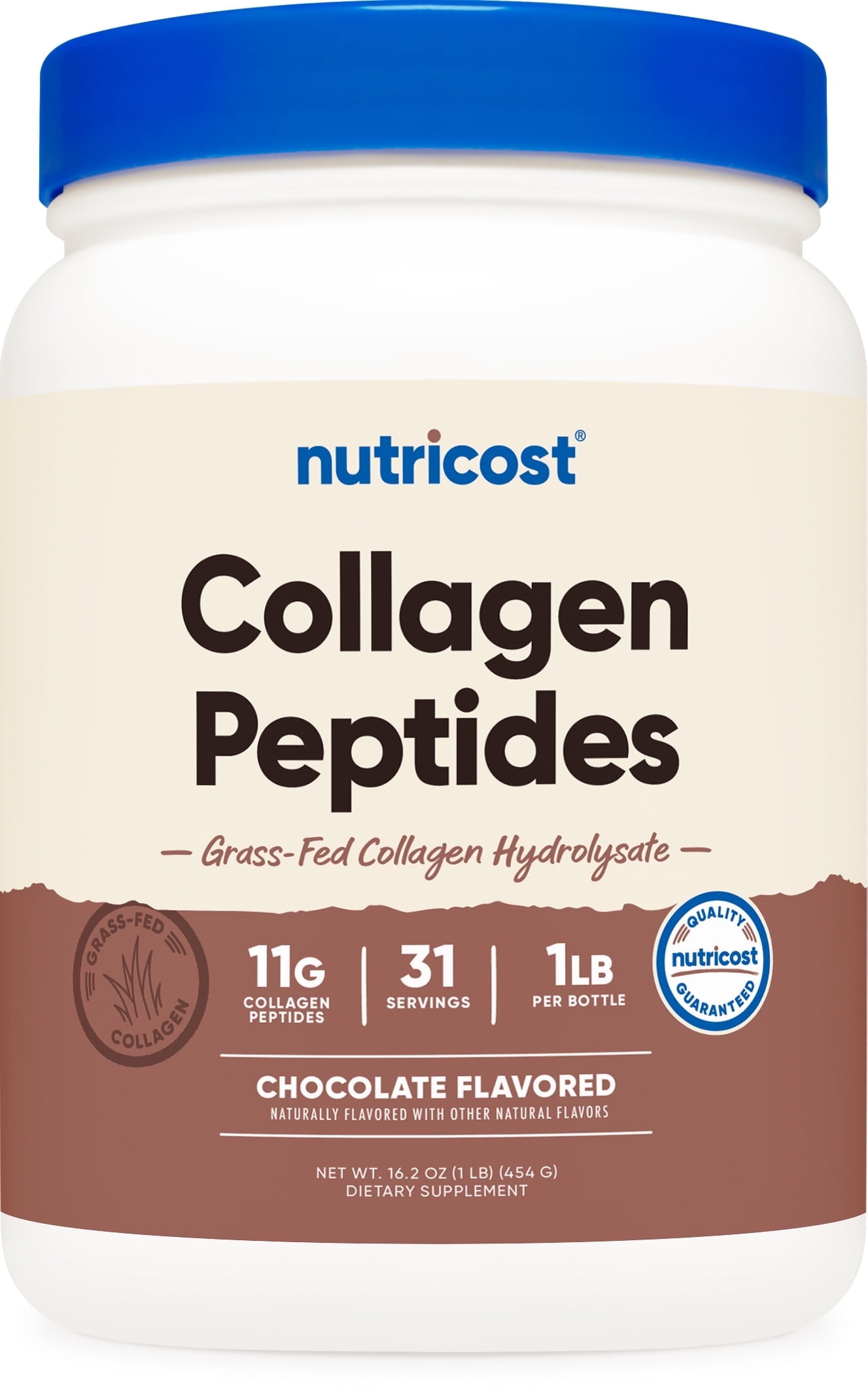 Nutricost Collagen Powder 1LB Chocolate Grass-Fed Hydrolyzed Supplement ...