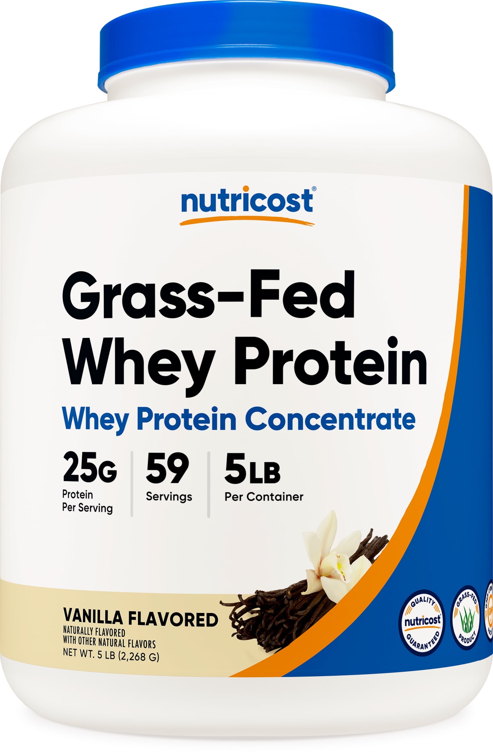 Free Shipping! Nutricost Grass-Fed Whey Protein Concentrate Vanilla 5LBS - Undenatured, Gluten ...