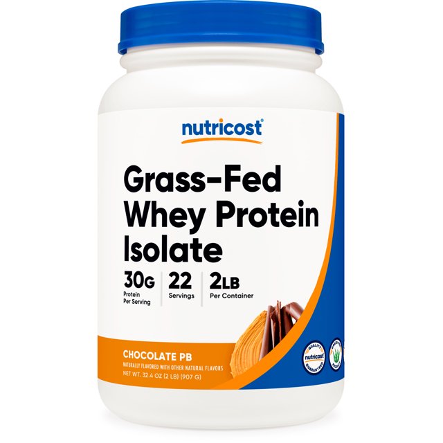 Nutricost Grass-Fed Whey Protein Isolate (Chocolate Peanut Butter) 2LBS - Non-GMO, Gluten Free ...