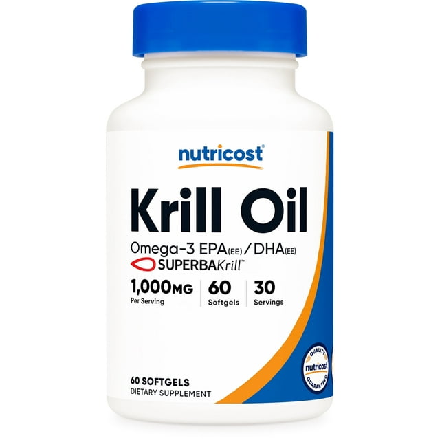 Nutricost Krill Oil 1000mg, 60 Softgels - Omega-3 EPA-DHA Krill Oil Supplement, with ...