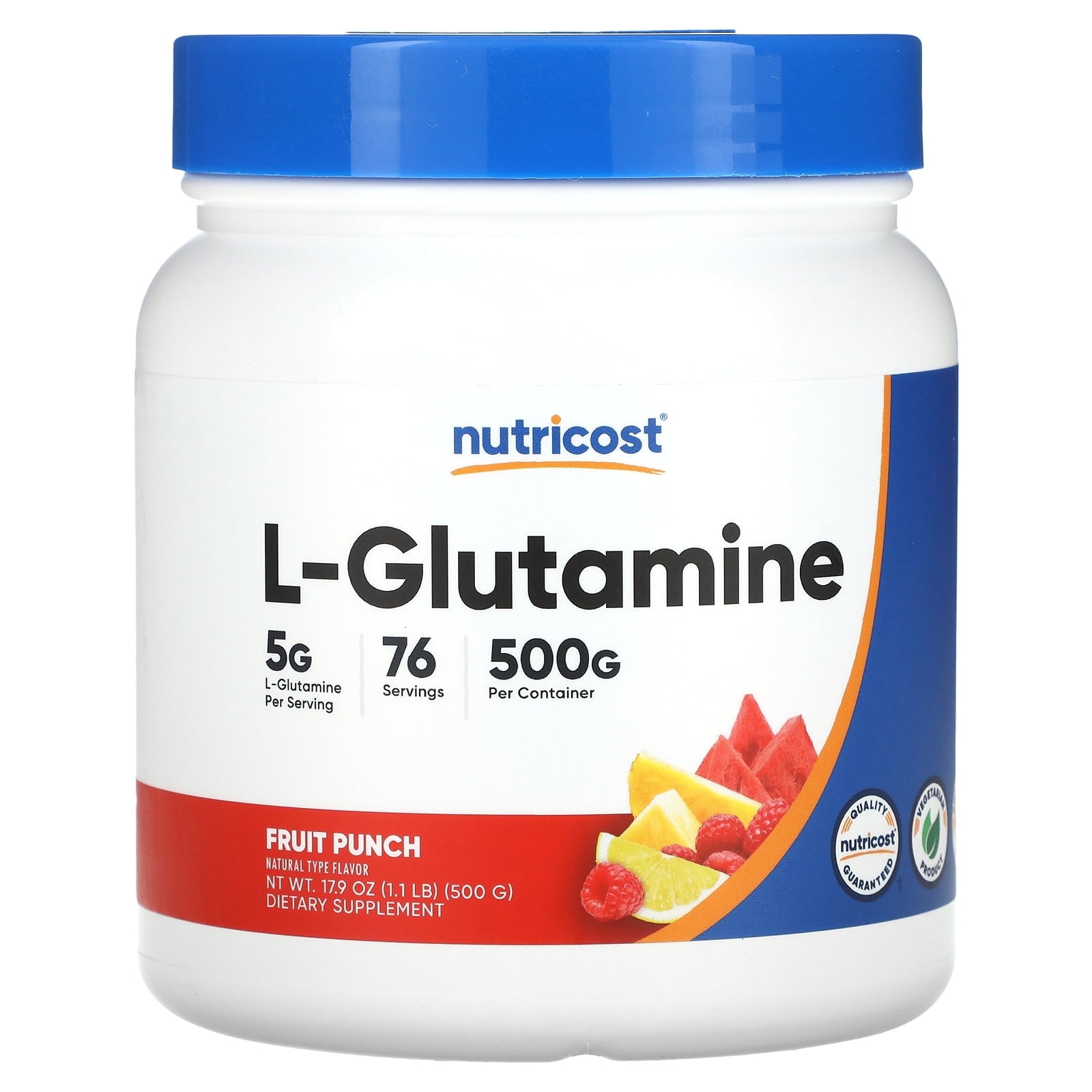 Nutricost L-Glutamine Powder, 500 Grams - Fruit Punch Flavor, Non-GMO ...
