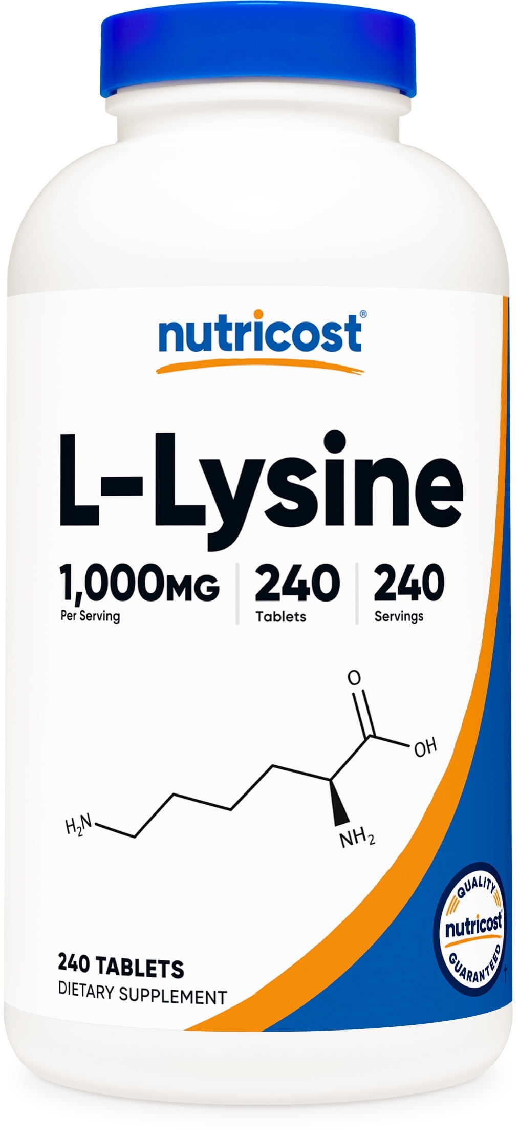 Nutricost L-Lysine 1000mg Tablets, 240 Vegetarian Servings - Walmart.com