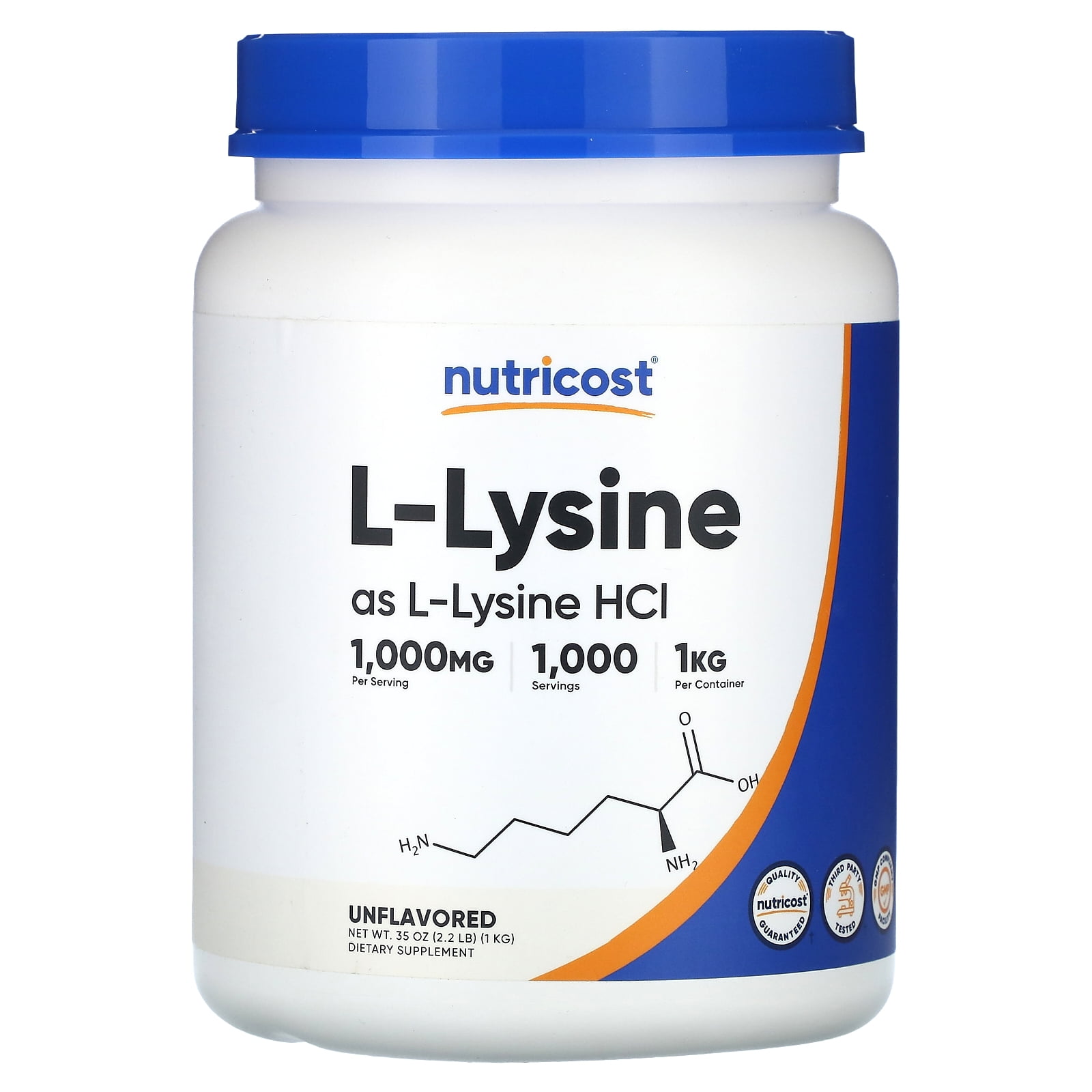Nutricost L-Lysine Amino Acid Powder 1KG - Non-GMO, Gluten Free ...