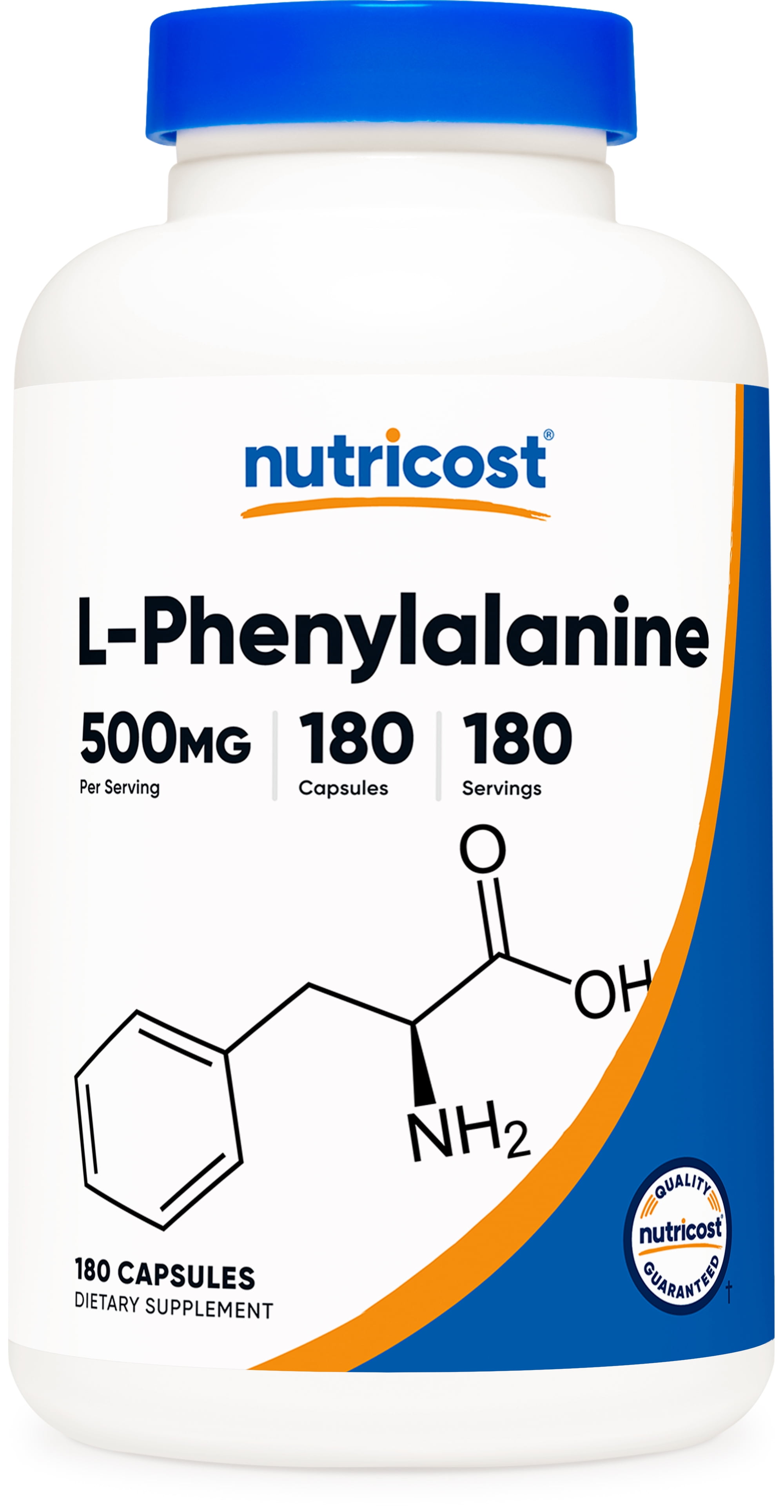 Nutricost L-Phenylalanine 500mg; 180 Capsules - Non-GMO, Amino Acid ...