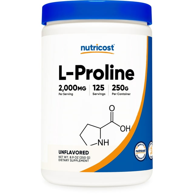 Nutricost L-Proline Powder 250 Grams - 2,000mg Per Serving, Amino Acid ...