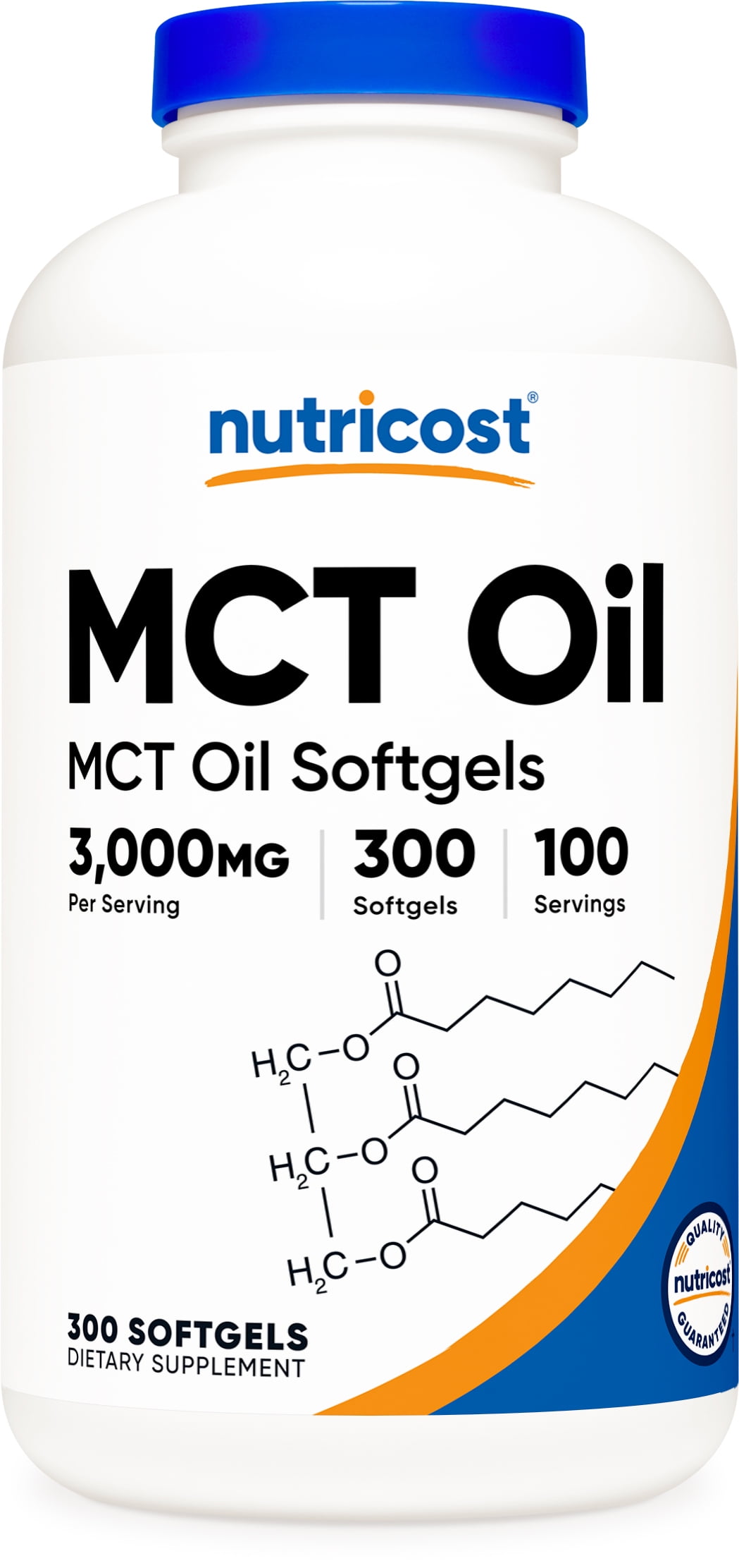 Nutricost, MCT Oil Softgels, 3000mg, 300 ct, Non-GMO Gluten Free ...