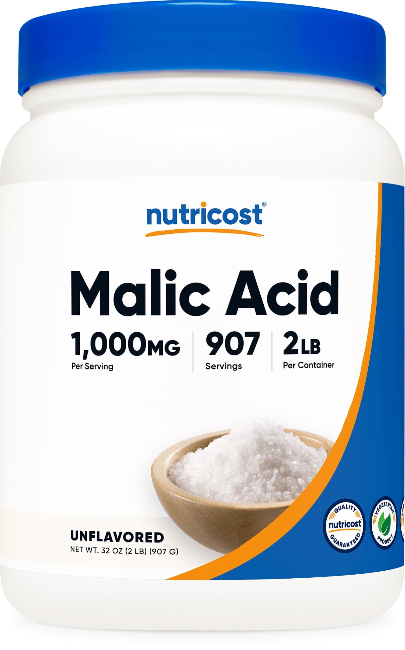 Nutricost Malic Acid Powder - 2lbs, Gluten Free, Non-GMO, Vegetarian ...